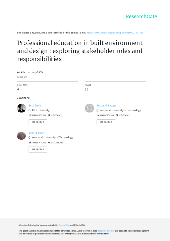 (PDF) Professional education in built environment and design: exploring ...