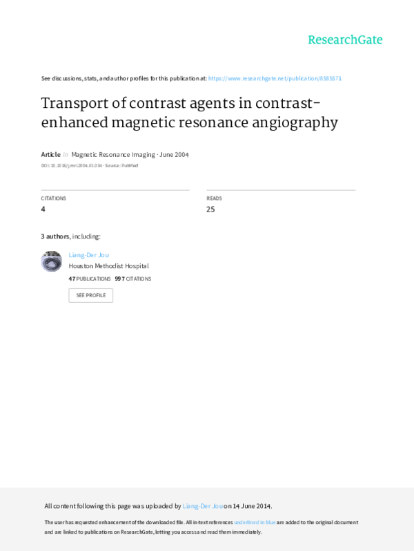 (PDF) Transport of contrast agents in contrast-enhanced magnetic ...