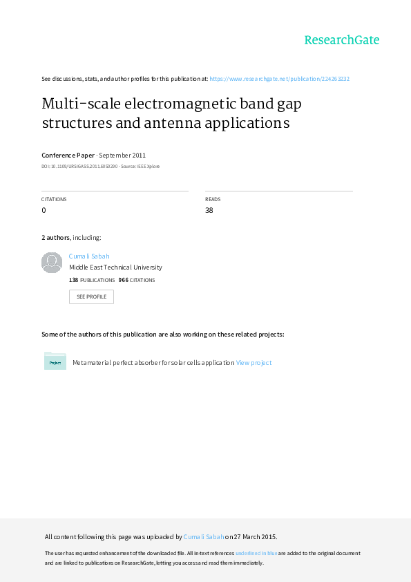 (PDF) Multi-scale electromagnetic band gap structures and antenna applications