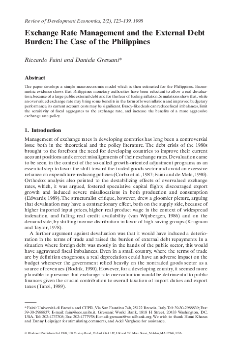 (PDF) Exchange Rate Management and the External Debt Burden: The Case ...