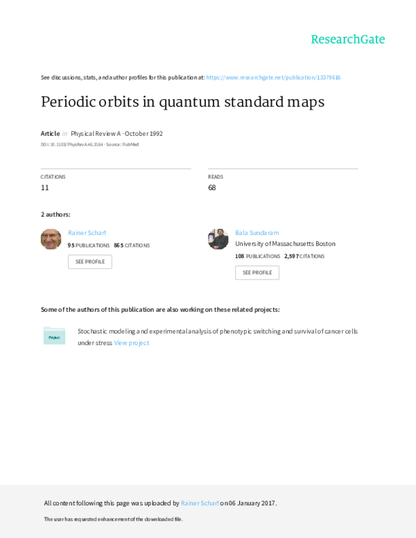(PDF) Periodic orbits in quantum standard maps