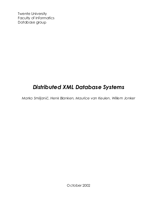 (PDF) Distributed XML Database Systems