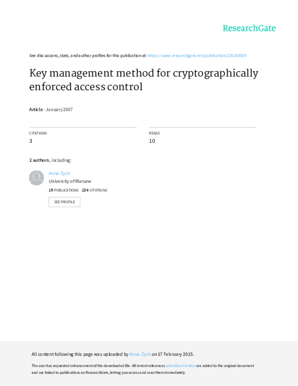 (PDF) Efficient key management for cryptographically enforced access control | Milan Petković ...