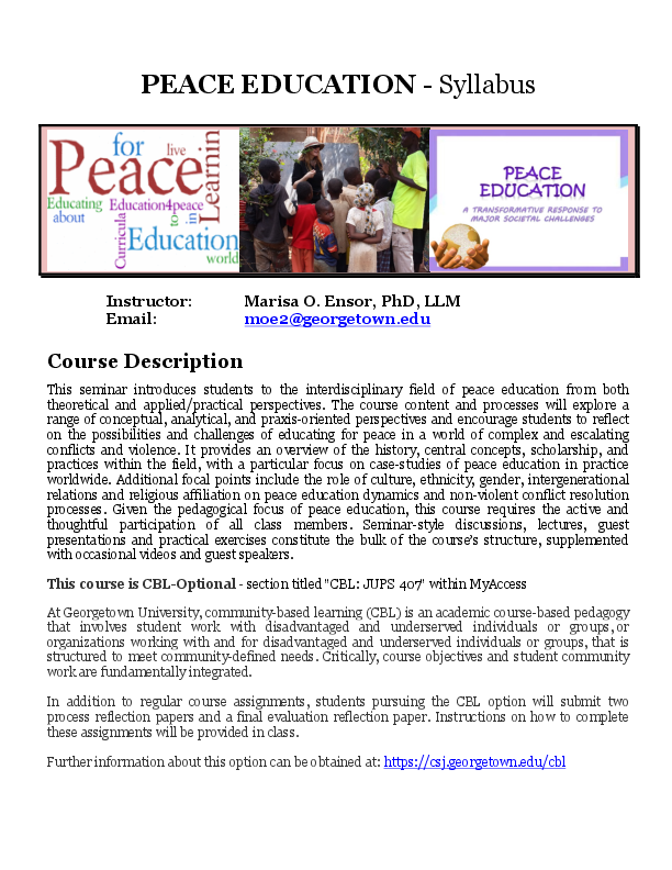 (PDF) PEACE EDUCATION -Syllabus