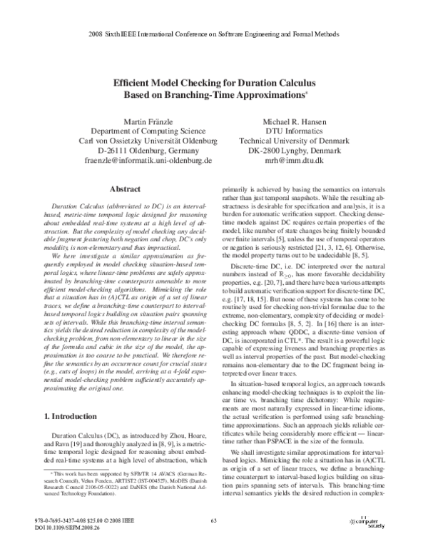 (PDF) Efficient model checking for duration calculus