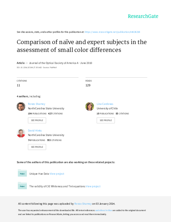 Comparison of naïve and expert subjects in the assessment of small ...