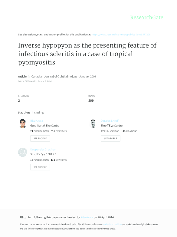 (PDF) Inverse hypopyon as the presenting feature of infectious ...