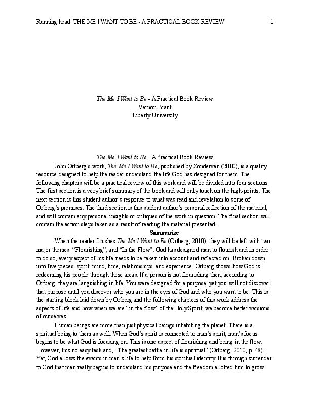 (DOC) The Me I Want to Be -A Practical Book Review