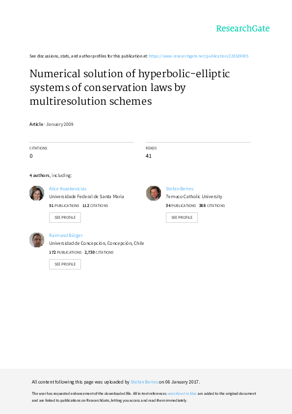 (PDF) Numerical solution of hyperbolic-elliptic systems of conservation laws by multiresolution ...