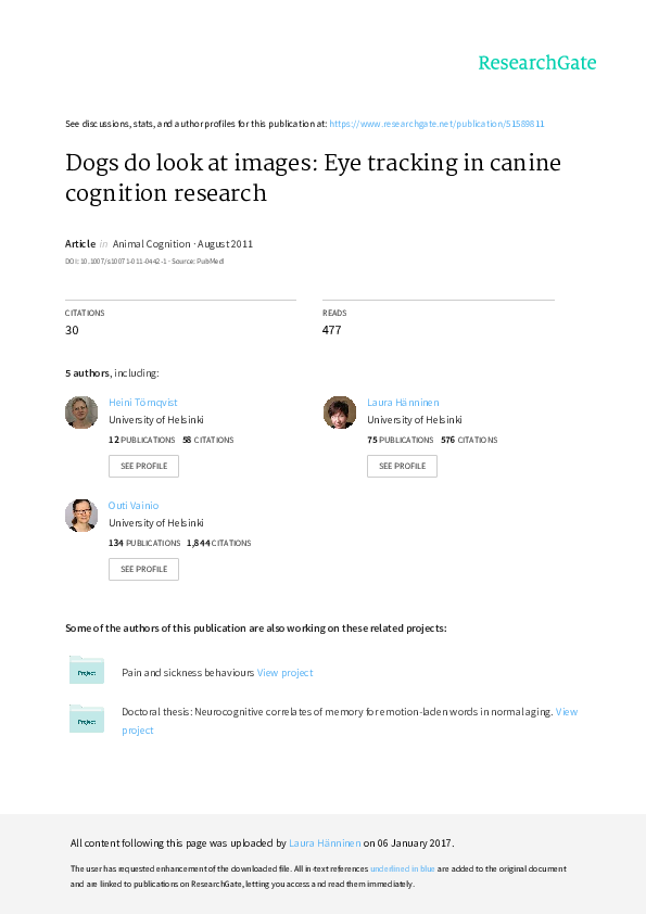 (PDF) Dogs do look at images-eye tracking in canine cognition research