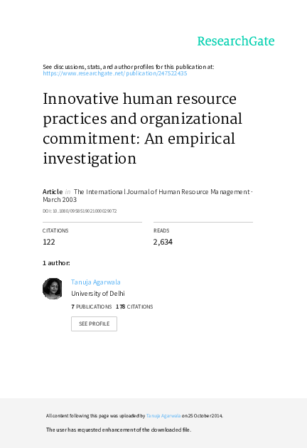 (PDF) Innovative human resource practices and organizational commitment ...