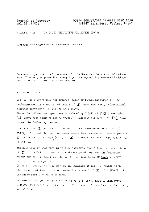 (PDF) Blocking-sets in infinite projective and affine spaces