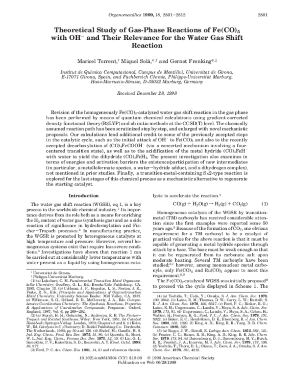(PDF) Theoretical Study of Gas-Phase Reactions of Fe (CO) 5 with OH-and ...