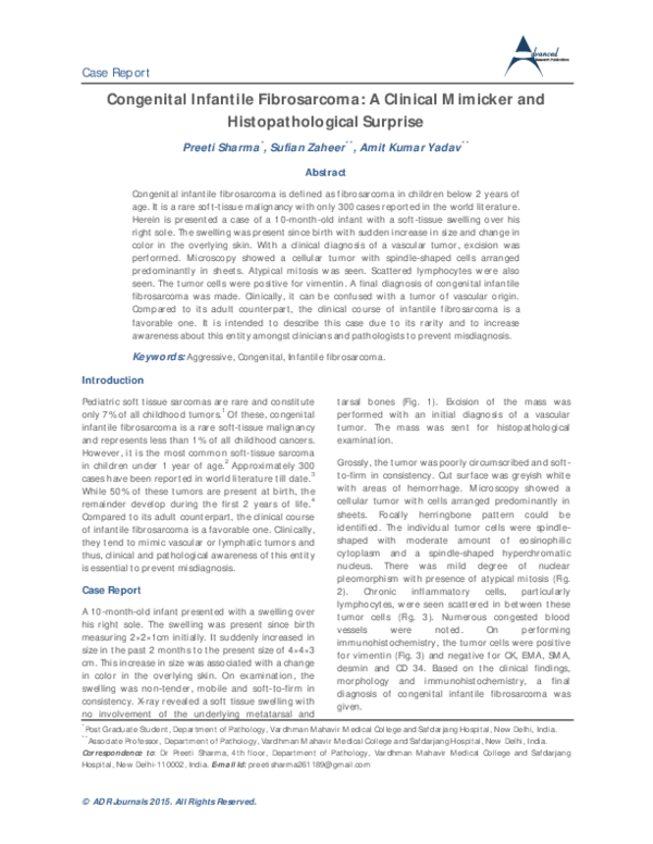 (PDF) Congenital Infantile Fibrosarcoma: A Clinical Mimicker and ...