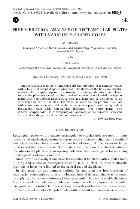 (PDF) Free vibration analysis of rectangular plates