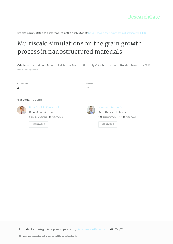 (PDF) Multiscale simulations on the grain growth process in nanostructured materials