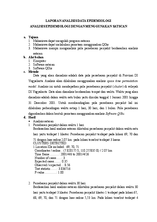(DOC) LAPORAN ANALISIS DATA EPIDEMIOLOGI (SATSCAN DAN QGIS)