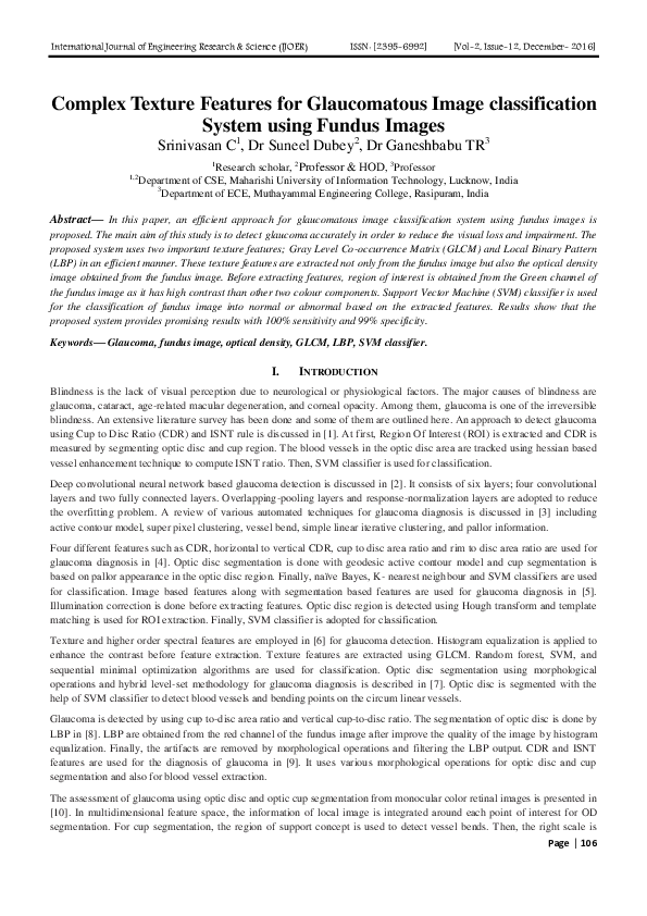 (PDF) Complex Texture Features for Glaucomatous Image classification ... (PDF) Complex Texture Features for Glaucomatous Image classification ...