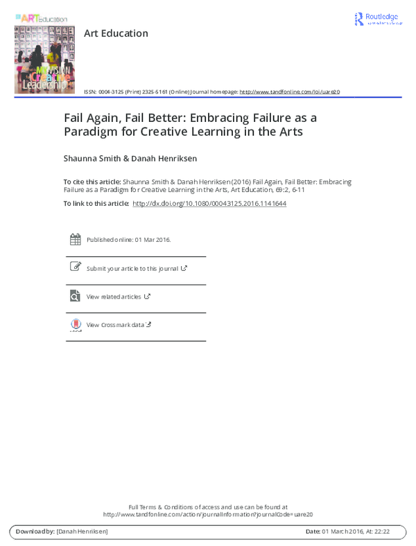 (PDF) Fail Again, Fail Better: Embracing Failure as a Paradigm for ...