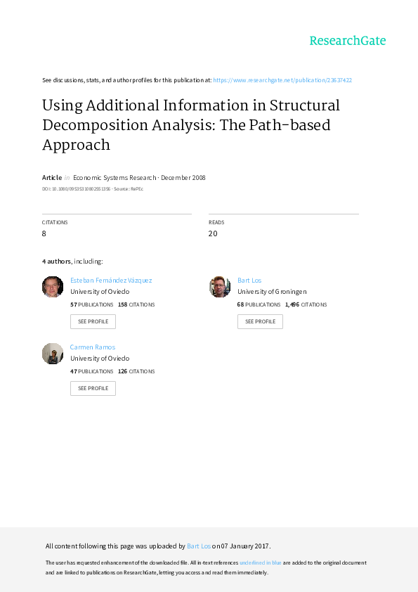 Pdf Using Additional Information In Structural Decomposition Analysis The Path Based Approach