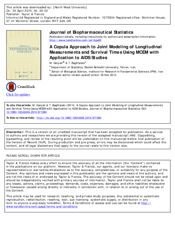 Pdf Joint Modelling Of Longitudinal And Time To Event Data