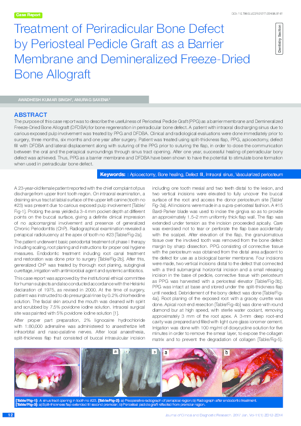 (PDF) Treatment of Periradicular Bone Defect by Periosteal Pedicle ...
