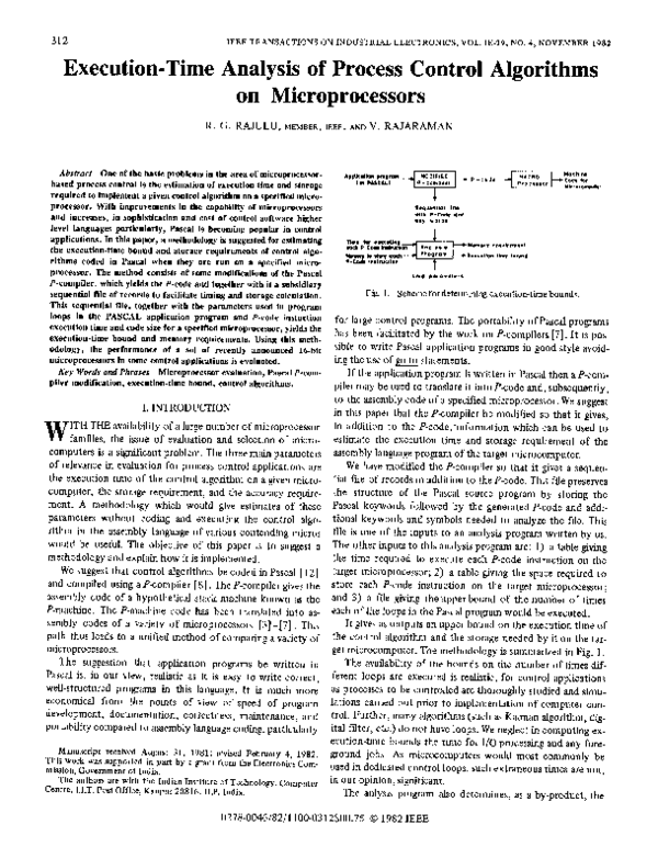 (PDF) Execution-Time Analysis of Process Control Algorithms on Microprocessors