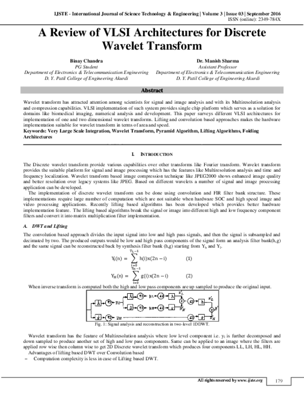 (PDF) A Review of VLSI Architectures for Discrete Wavelet Transform | IJSTE - International ...