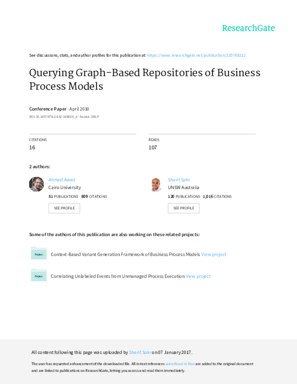 (PDF) Querying graph-based repositories of business process models