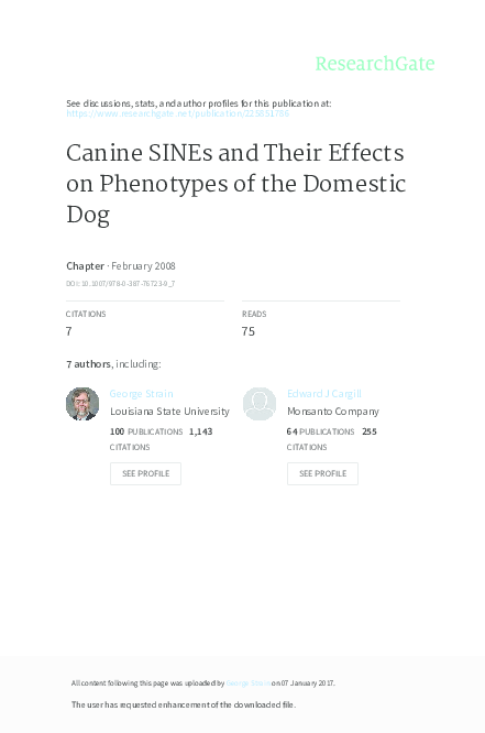 (PDF) Canine SINEs and their effects on phenotypes of the domestic dog