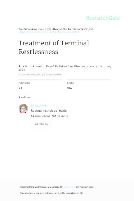 (PDF) Treatment of Terminal Restlessness