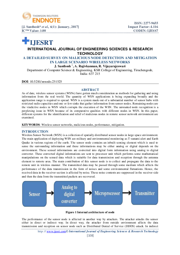 Pdf A Detailed Survey On Malicious Node Detection And Mitigation In