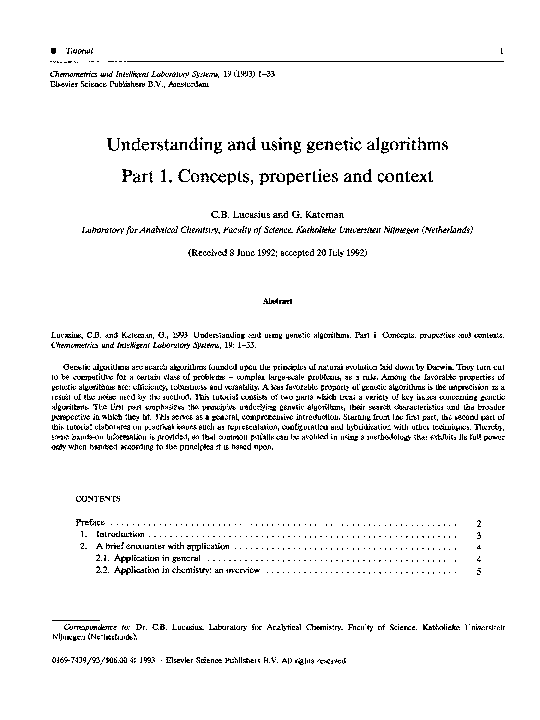 (PDF) Understanding and using genetic algorithms Part 2. Representation, configuration and ...