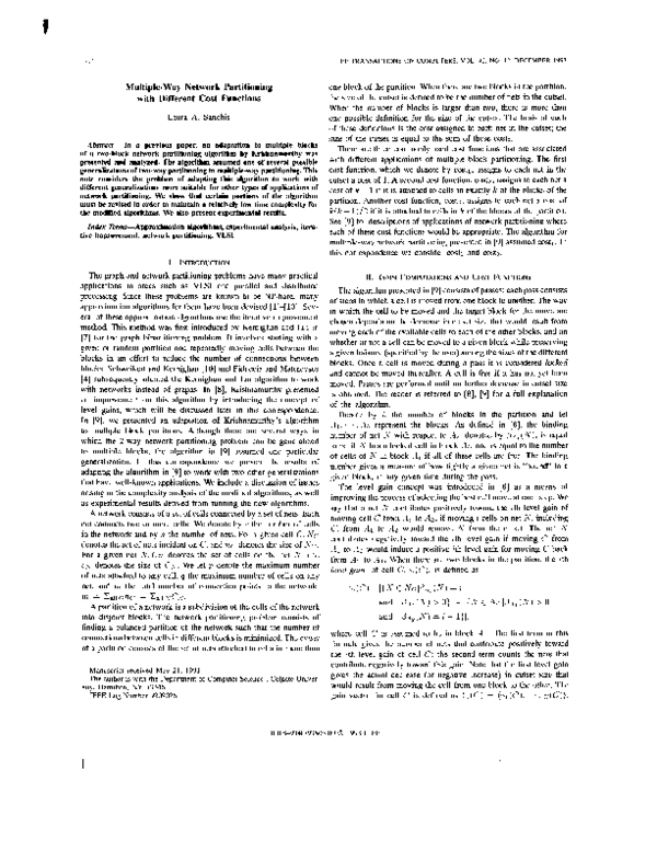 Pdf Multiple Way Network Partitioning With Different Cost Functions Laura Ruiz Sanchis 0489