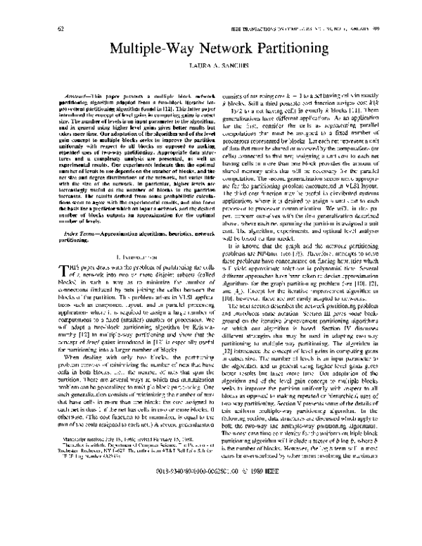 (PDF) Multiple-way network partitioning