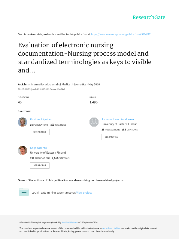 (PDF) Evaluation of electronic nursing documentation—Nursing process ...