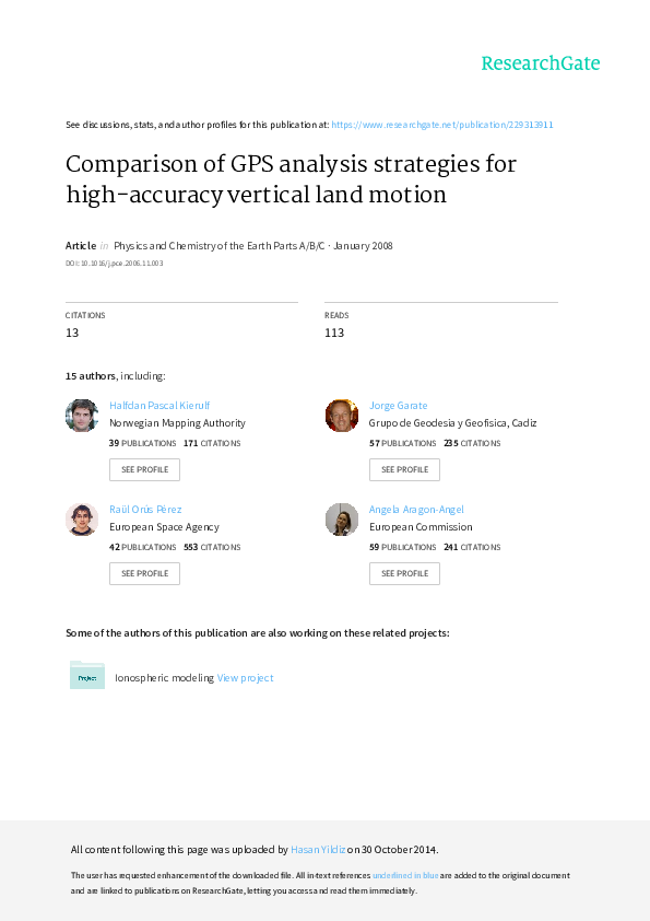 (PDF) Comparison of GPS analysis strategies for high-accuracy vertical ...