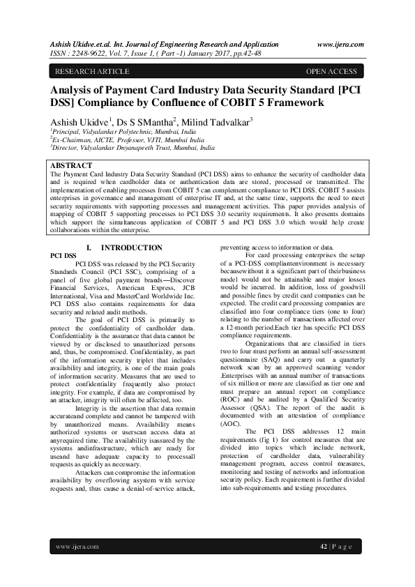 (PDF) Analysis of Payment Card Industry Data Security Standard [PCI DSS] Compliance by ...