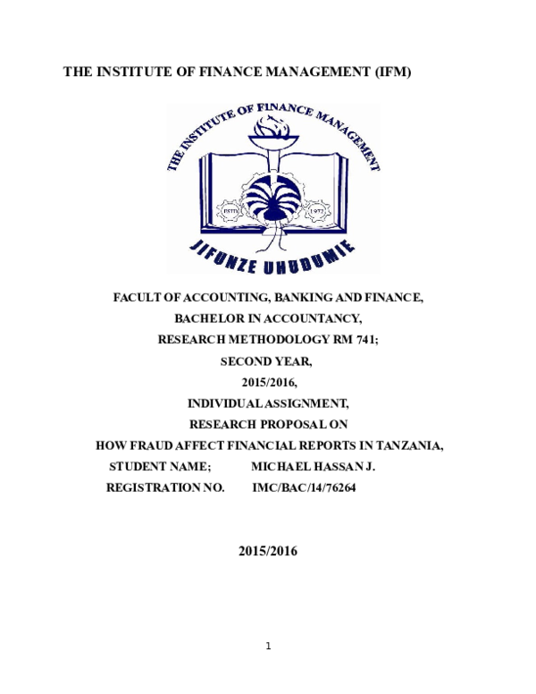 (DOC) THE INSTITUTE OF FINANCE MANAGEMENT (IFM