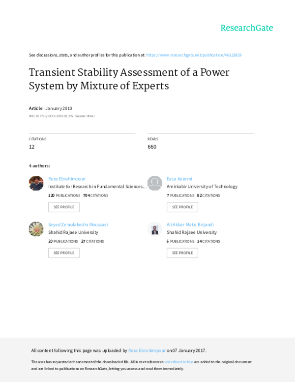 (PDF) Transient stability assessment of a large actual power system ...