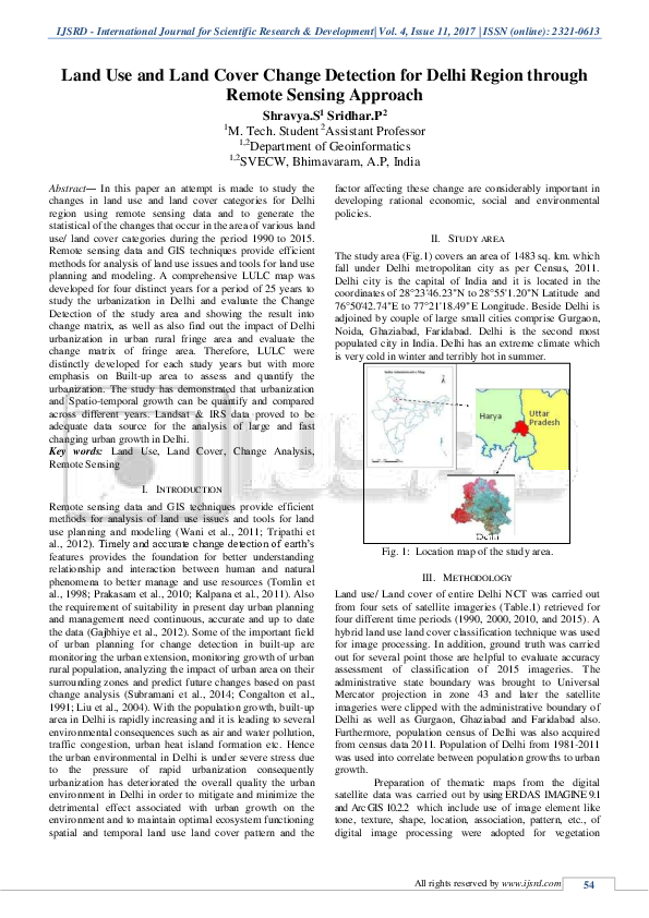 (PDF) Land Use and Land Cover Change Detection for Delhi Region through ...