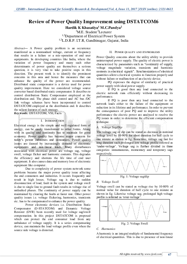(PDF) Review of Power Quality Improvement using DSTATCOM6
