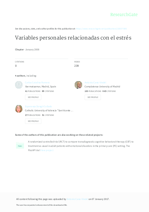 (PDF) Variables personales relacionadas con el estrés