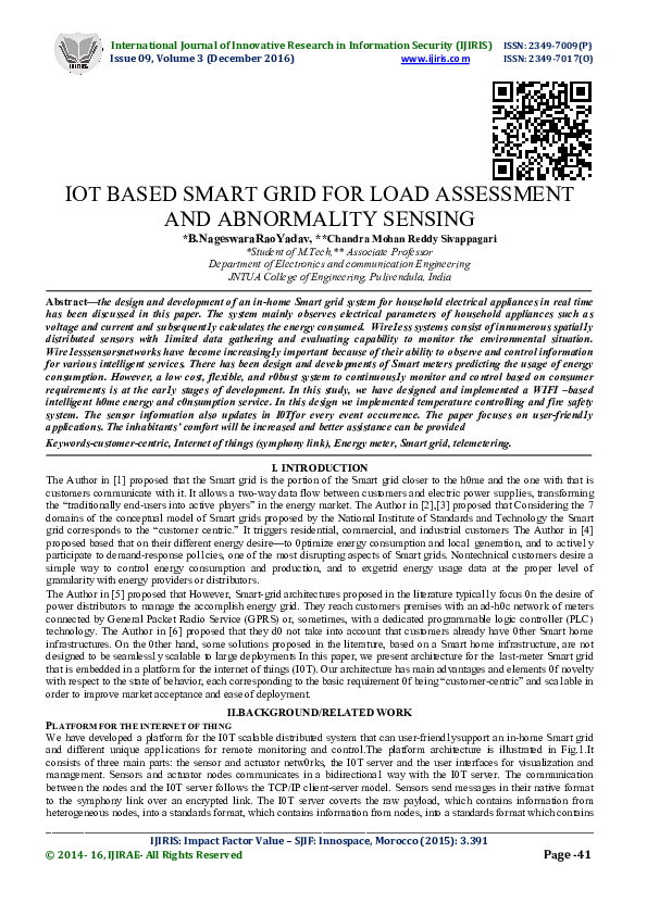 (PDF) IOT BASED SMART GRID FOR LOAD ASSESSMENT AND ABNORMALITY SENSING