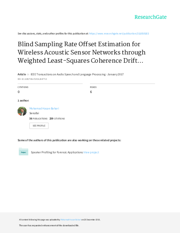 (PDF) Blind Sampling Rate Offset Estimation for Wireless Acoustic Sensor Networks through ...