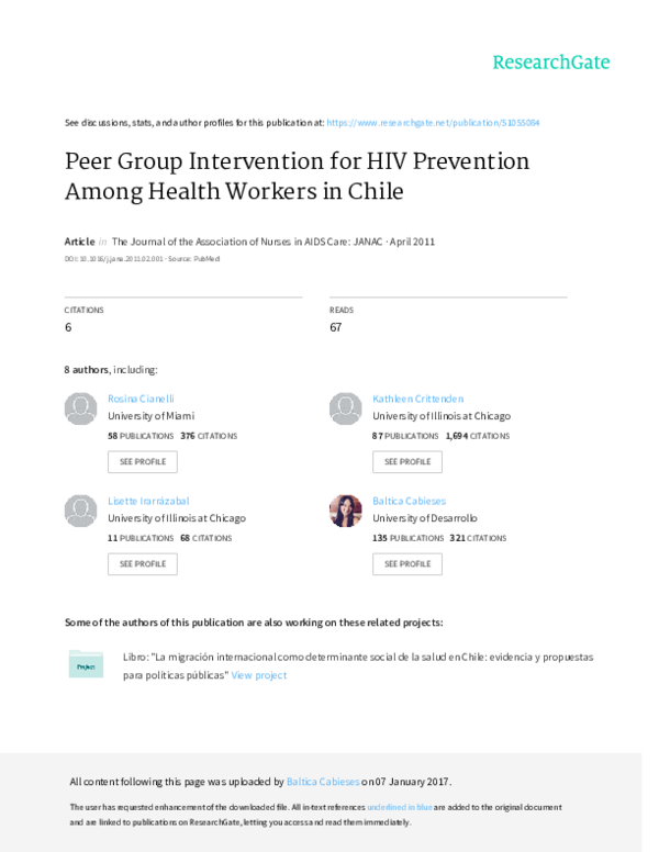 (PDF) Peer Group Intervention for HIV Prevention Among Health Workers ...