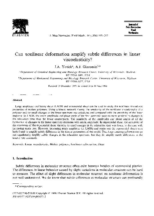 (PDF) Can nonlinear deformation amplify subtle differences in linear viscoelasticity?