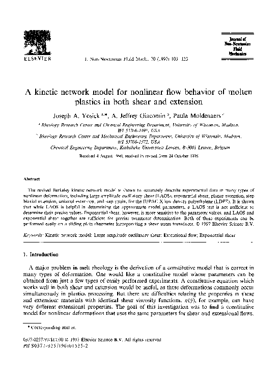 (PDF) A kinetic network model for nonlinear flow behavior of molten ...