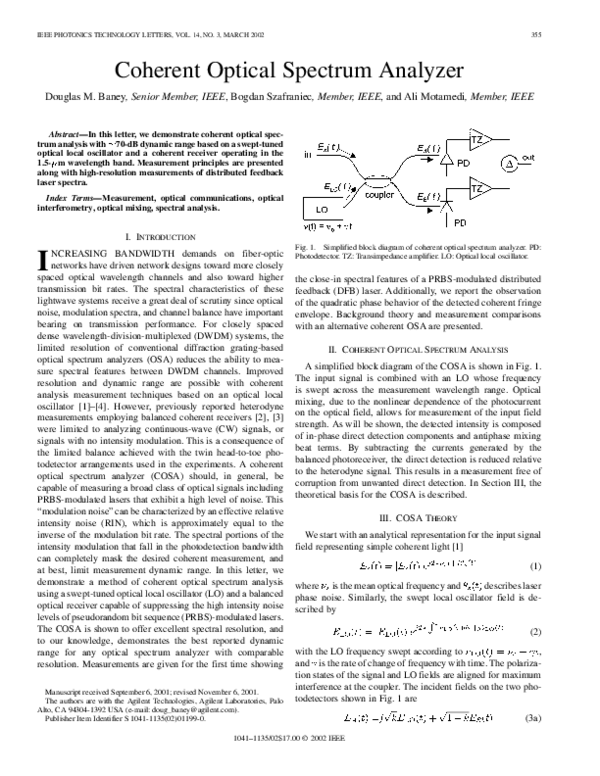 (PDF) Coherent optical spectrum analyzer