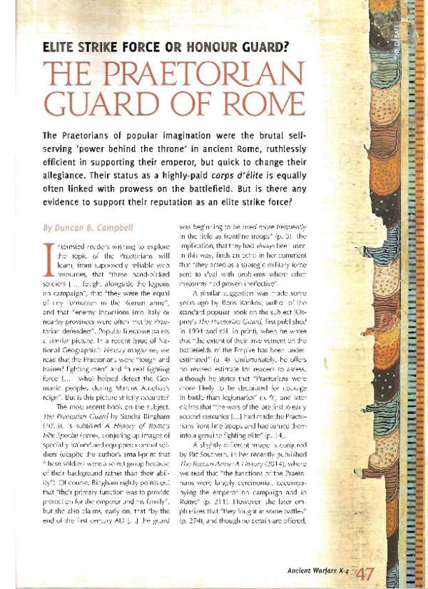(PDF) The Praetorian Guard of Rome: Elite Strike Force or Honour Guard?